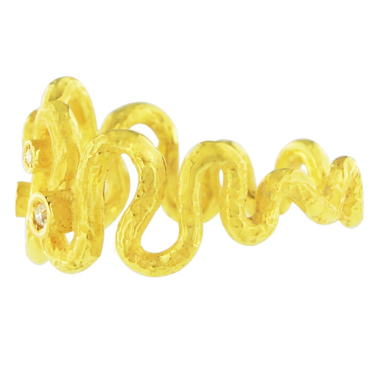 Sacchi "Serpenti" Diamond Gemstone 18 Karat Satin Yellow Gold Fashion ...