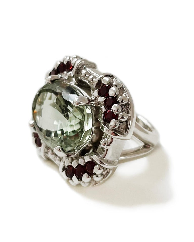 Customizable Sacha Ring in Prasiolite, Garnet and Argentium Silver For ...