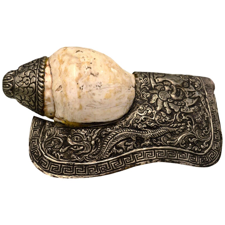 Sacred Silver and Conch Shell Trumpet, Tibet, 19th Century at 1stDibs ...