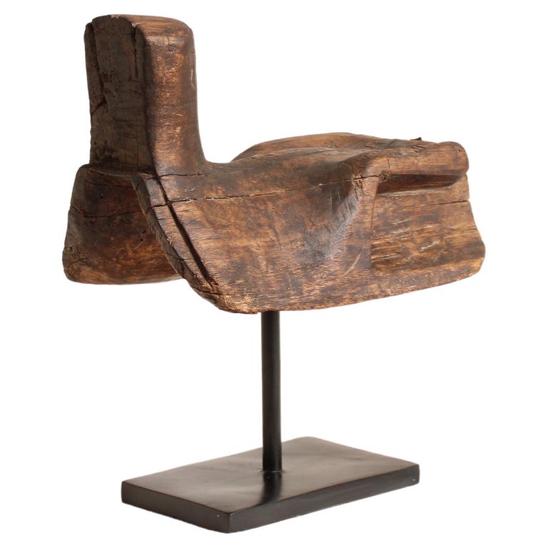 "Saddle" in Wood, with Iron Base For Sale at 1stDibs