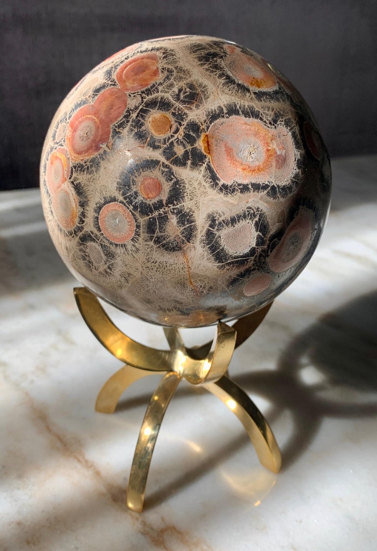 Safari Jasper Marble Stone Sphere on Brass Stand For Sale at 1stDibs ...