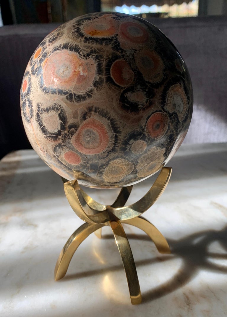 Safari Jasper Marble Stone Sphere on Brass Stand For Sale at 1stDibs ...