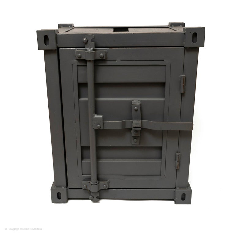 Safe Sidetable Metal Painted Grey 22" high For Sale at 1stDibs