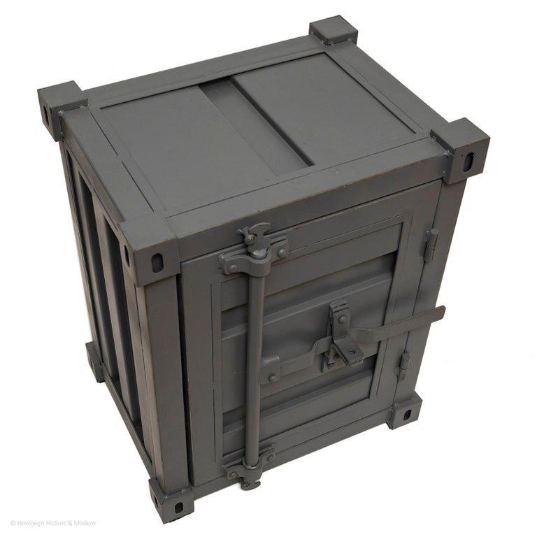 Safe Sidetable Metal Painted Grey 22" high For Sale at 1stDibs