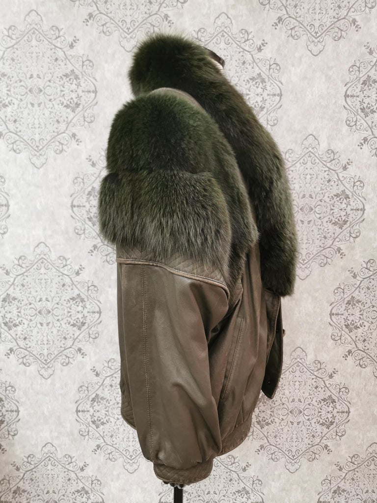 Saga fox leather coat with dyed shadow fox fur trim and sleeves size 12 ...
