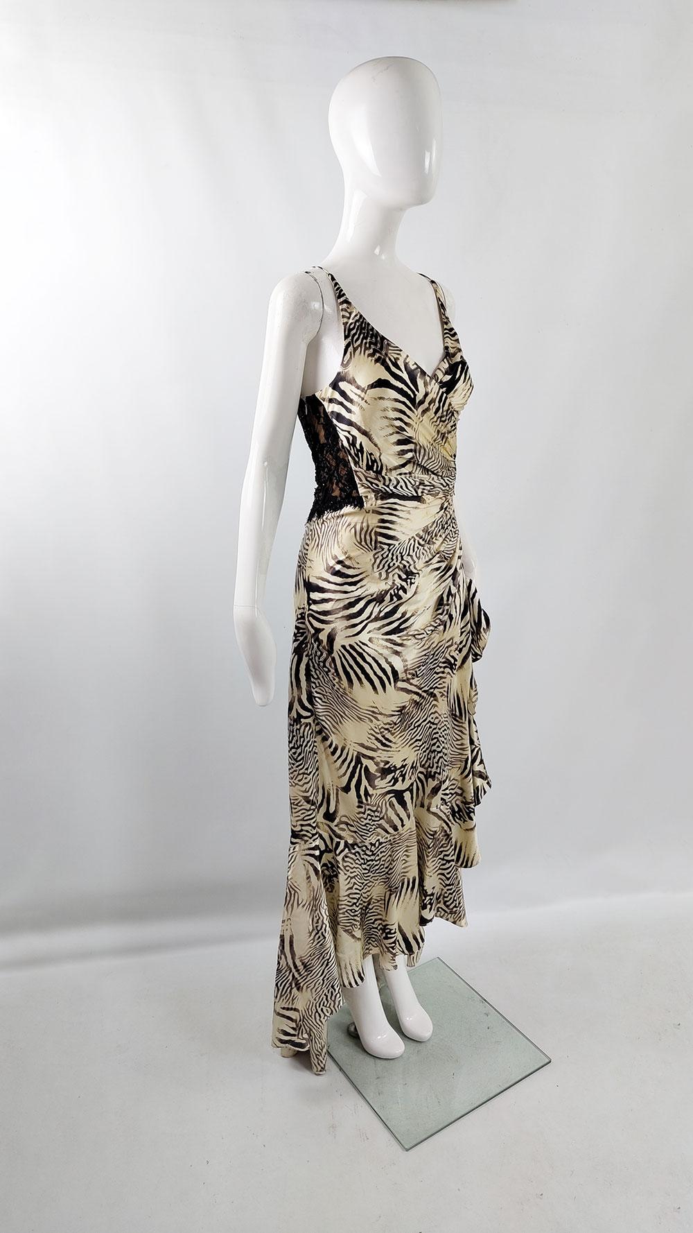Sagaie Paris Vintage Pure Silk Satin Zebra Animal Print 2000s Sexy ...