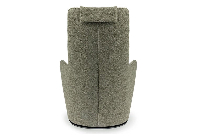 Sage Green Bouclé Swivel High Backed Lounge Chair, Bensen For Sale at ...