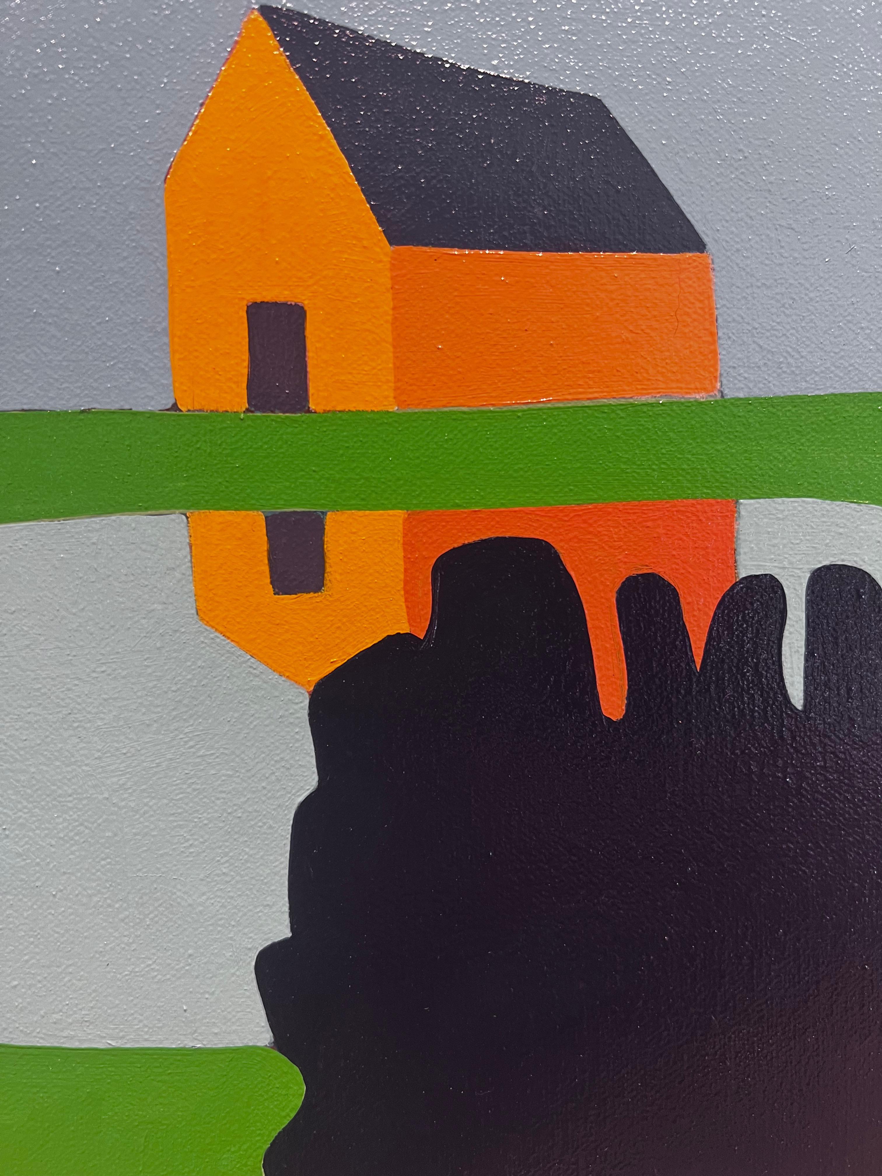 Sage Tucker-Ketcham - "Orange House on Pond" contemporary oil painting ...