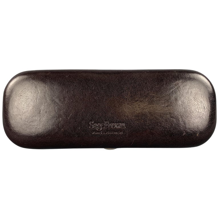 SAGEBROWN Dark Brown Leather Logo Embossed Eyewear Case For Sale at 1stDibs
