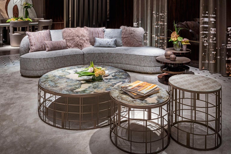 Said Table Stainless Steel Liquid Metal Champagne or Bronze Finish Top ...