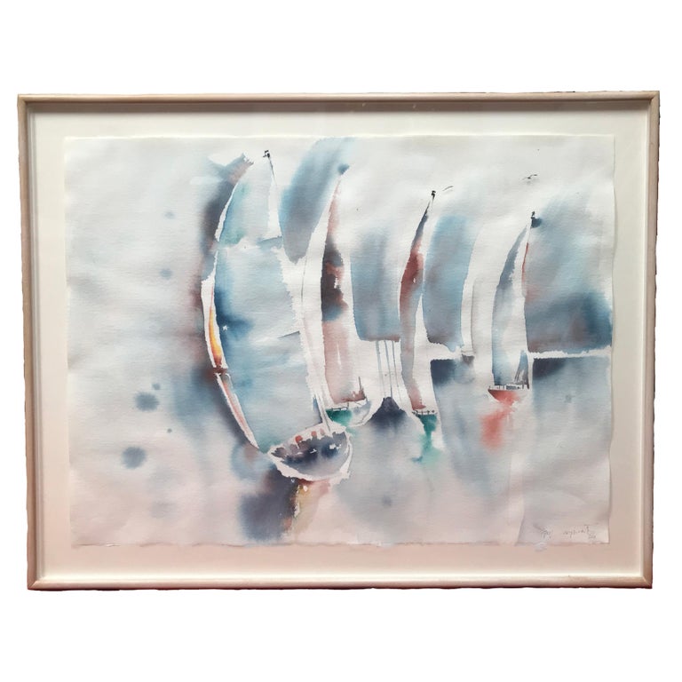 Sail Boat in Watercolor by Shelly Shepherd For Sale at 1stDibs