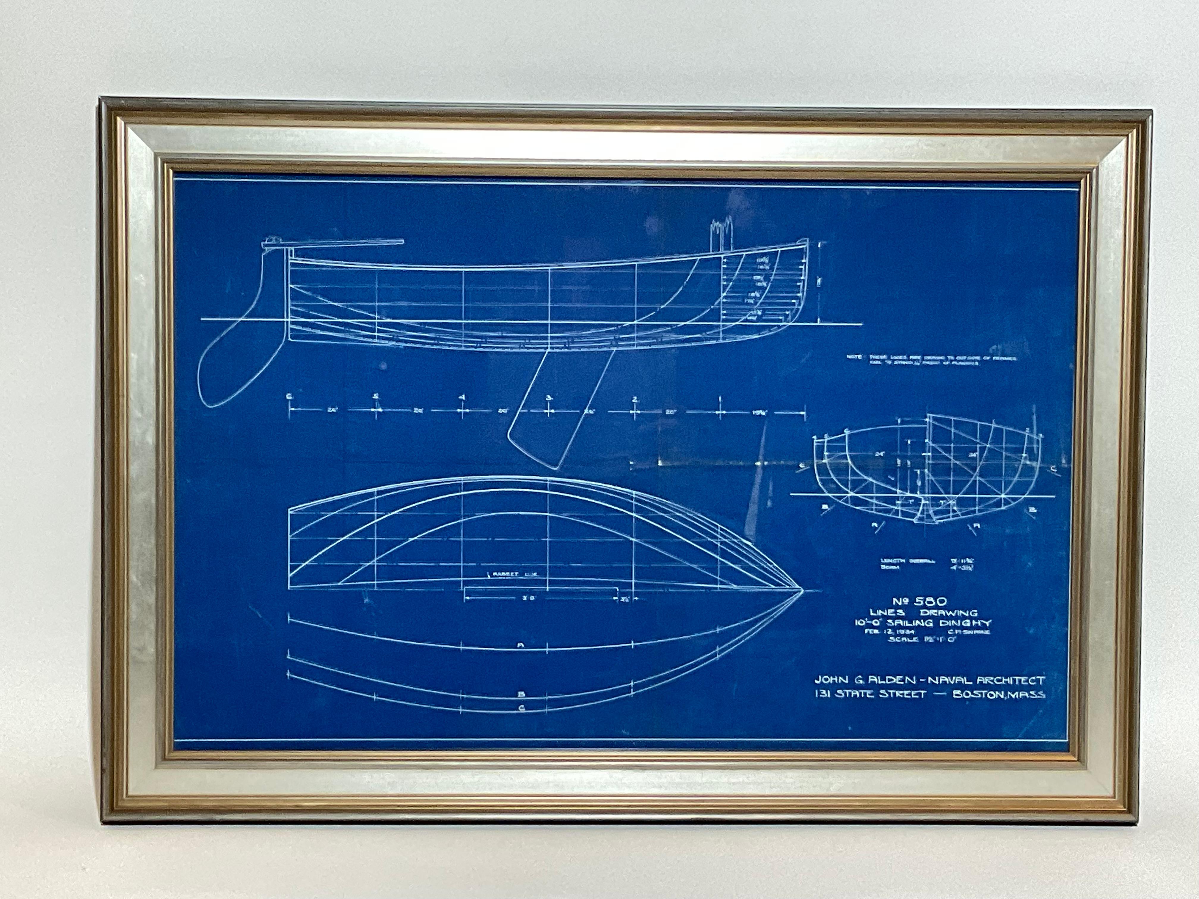 Sailing Dinghy Blueprint by John Alden For Sale at 1stDibs