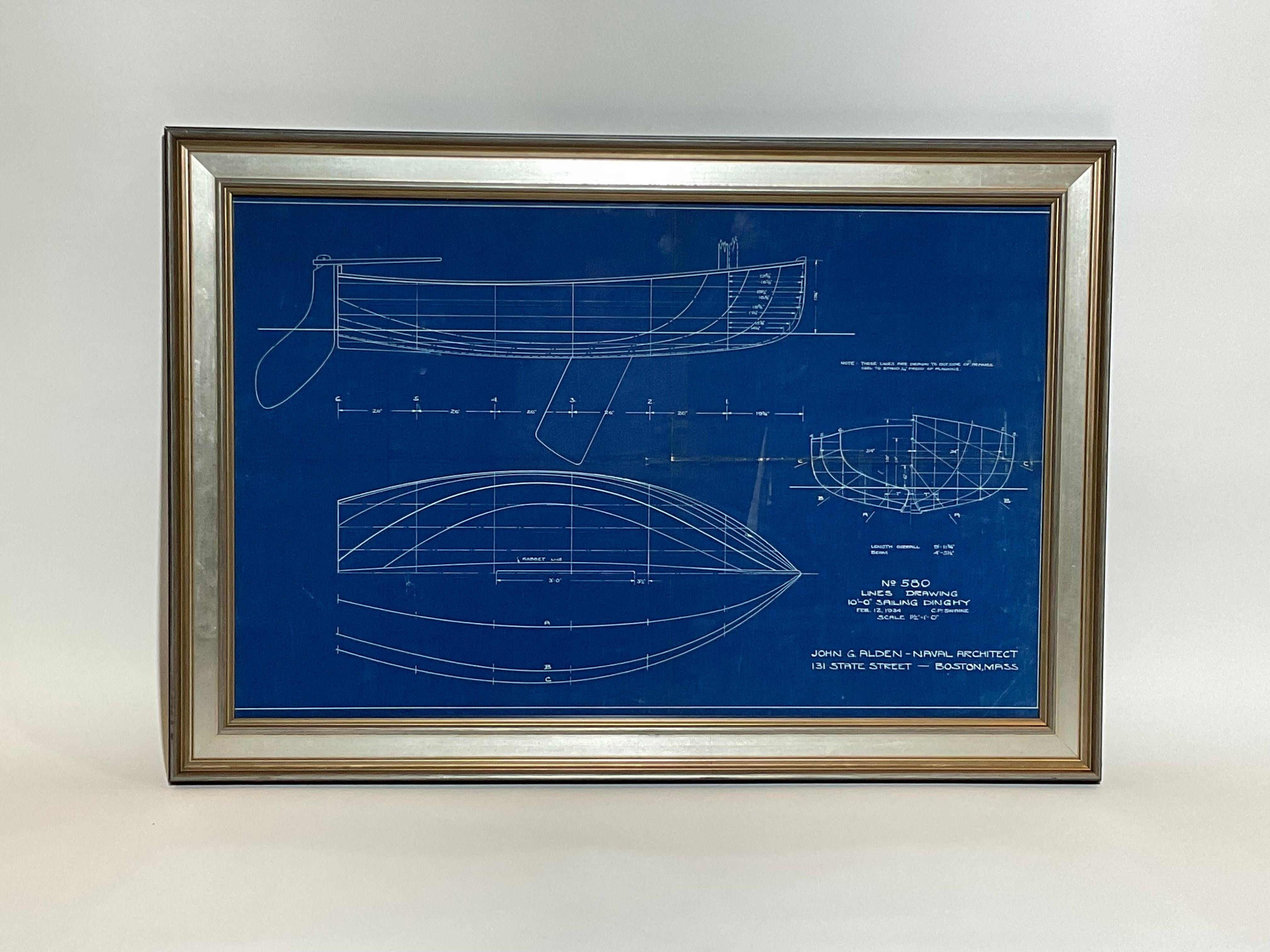 Sailing Dinghy Blueprint by John Alden For Sale at 1stDibs