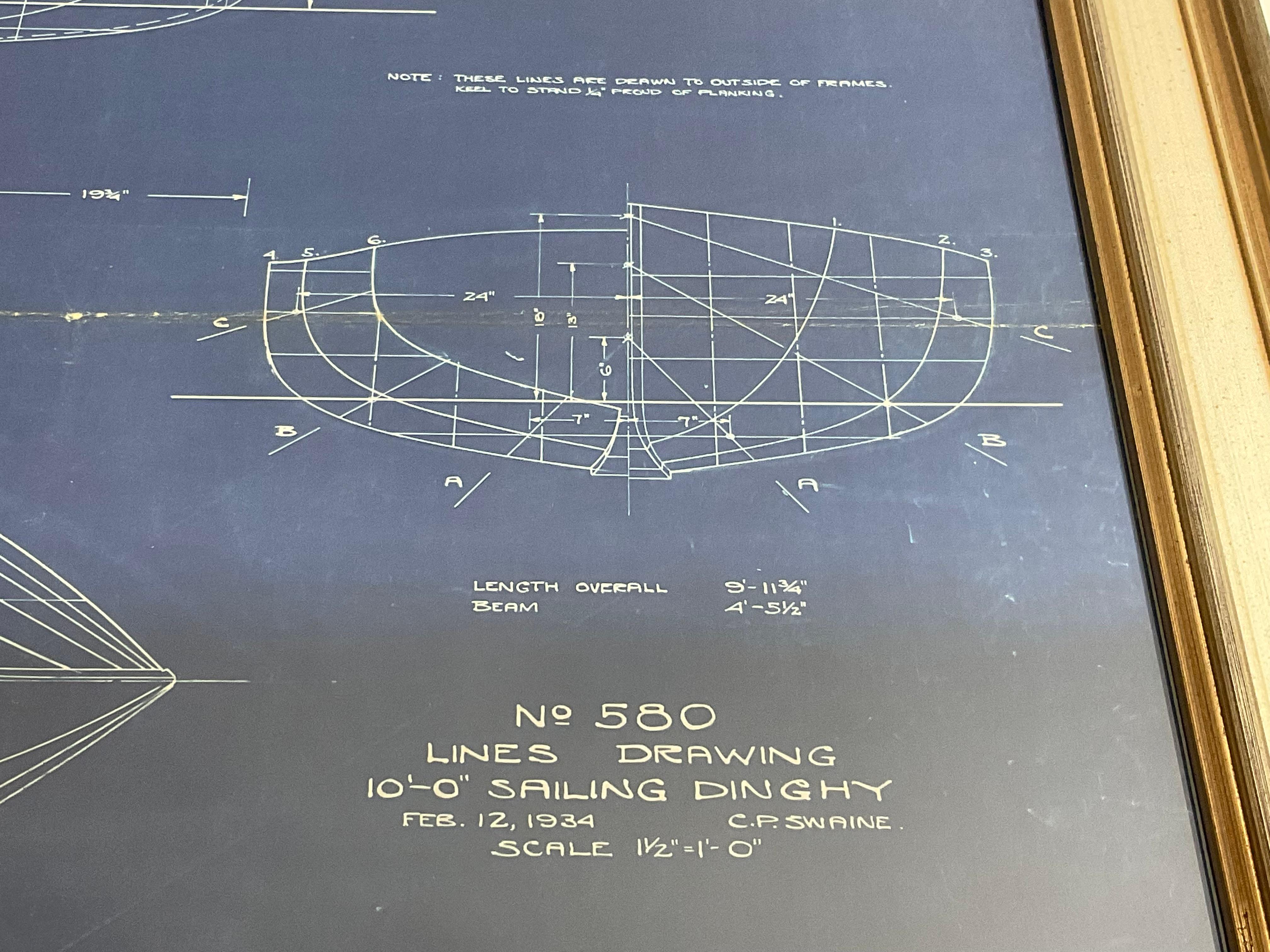 Sailing Dinghy Blueprint by John Alden For Sale at 1stDibs