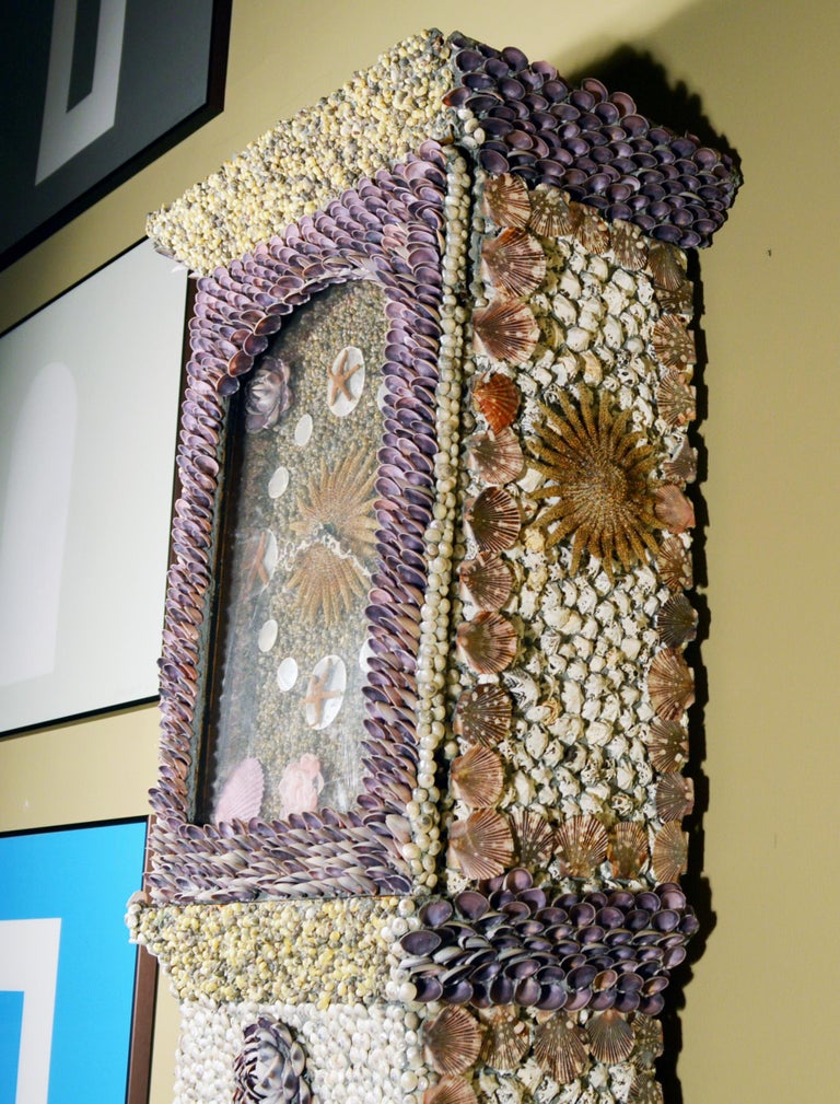 Folk Art Sailor-Made Vintage Seashell Long Case Clock at 1stDibs