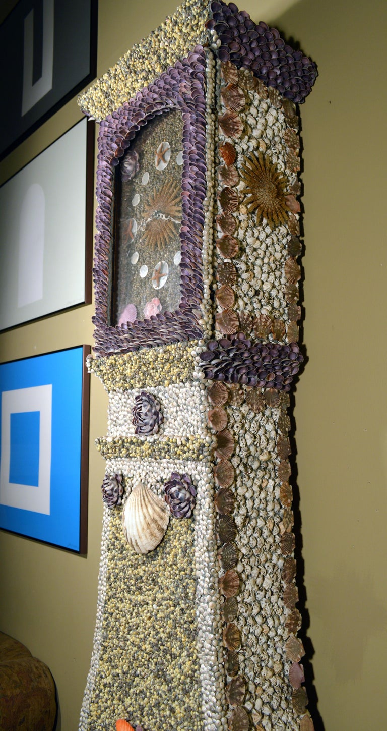 Folk Art Sailor-Made Vintage Seashell Long Case Clock at 1stDibs