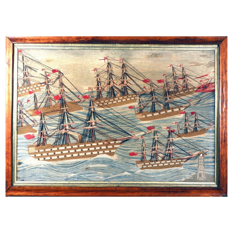 Sailor's Woolwork of a Fleet of Nine Royal Navy Ships, 1875 at 1stDibs