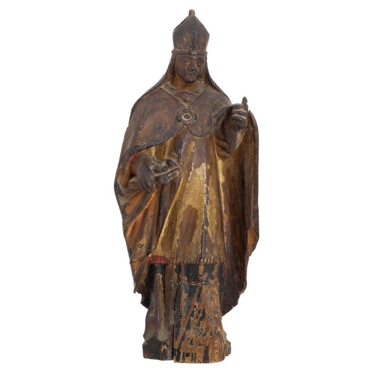 Saint Ambrosius Italian Sculpture 17th Century For Sale at 1stDibs