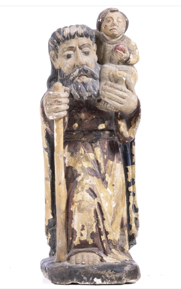 SAINT CHRISTIAN WITH CHILD JESUS 15th Century For Sale at 1stDibs