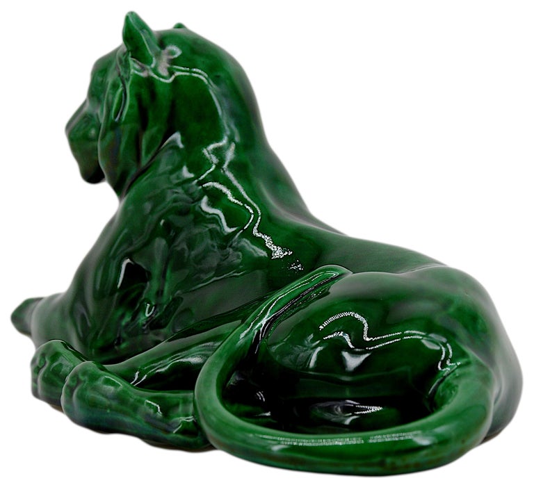 Saint-Clement French Art Deco Tiger Statue, 1930s at 1stDibs