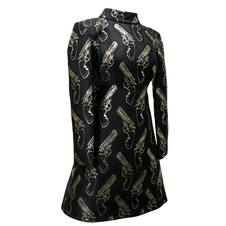 SAINT LAURENT A/W 2014 Gun Print Mini Shift Dress 34 XS SL-D1111P-0003 ...