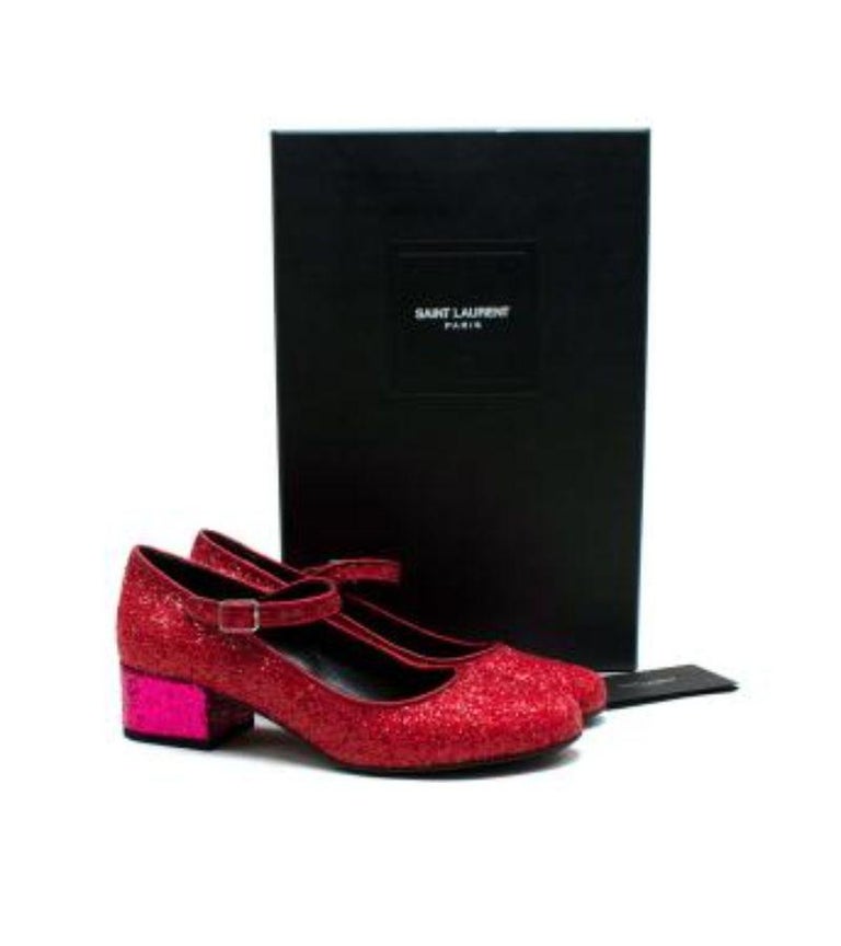 Saint Laurent Babies 40 Mary Jane Glitter Heels For Sale at 1stDibs