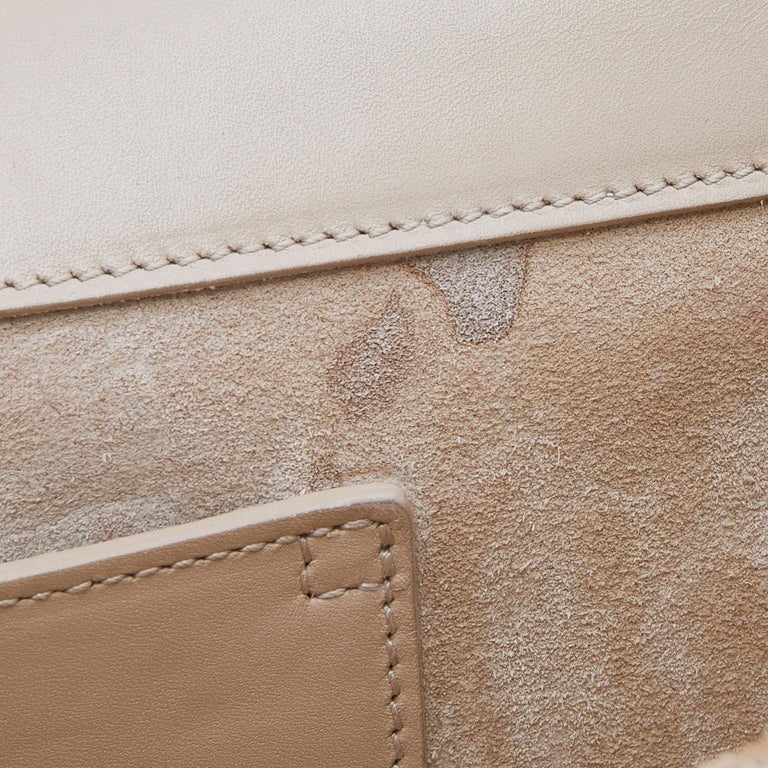 Saint Laurent Beige Leather Monogram Cassandre Clutch For Sale at 1stDibs