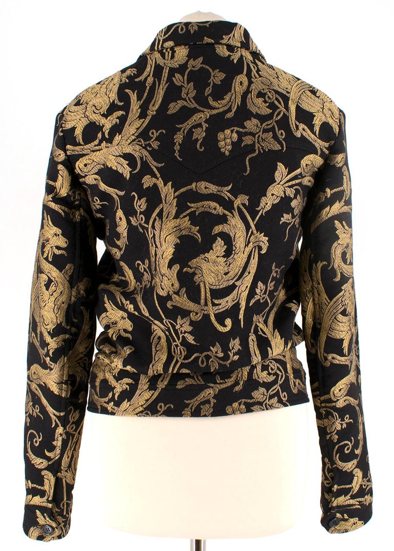 Saint Laurent Black and Gold Brocade Jacket SIZE 44 at 1stDibs