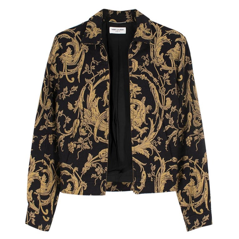 Saint Laurent Black and Gold Brocade Jacket SIZE 44 at 1stDibs