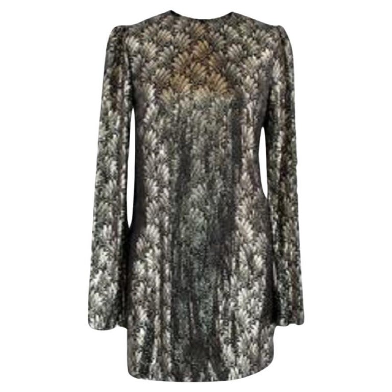 Saint Laurent Black and Gold Metallic Mini Shift Dress For Sale at 1stDibs