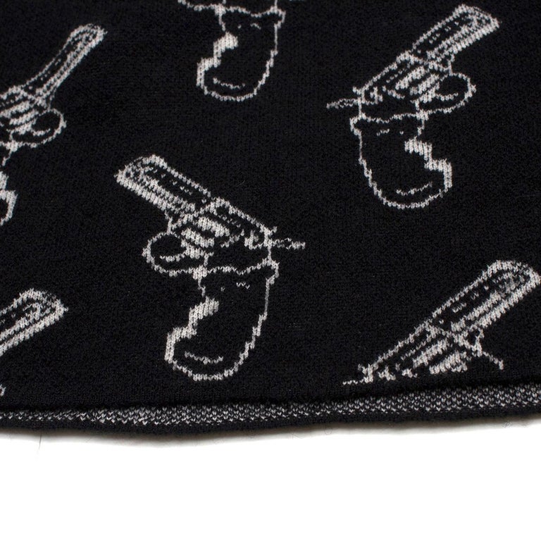 Saint Laurent Black Gun Pop Jacquard Wool-blend Knit Sweater SIZE S at ...