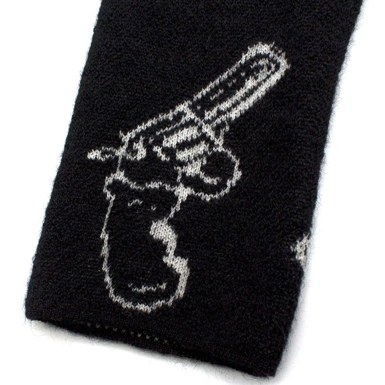 Saint Laurent Black Gun Pop Jacquard Wool-blend Knit Sweater SIZE S at ...