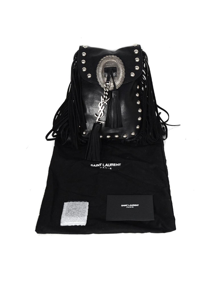 Saint Laurent Black Leather Anita Monogram Fringe Crossbody Bag For ...