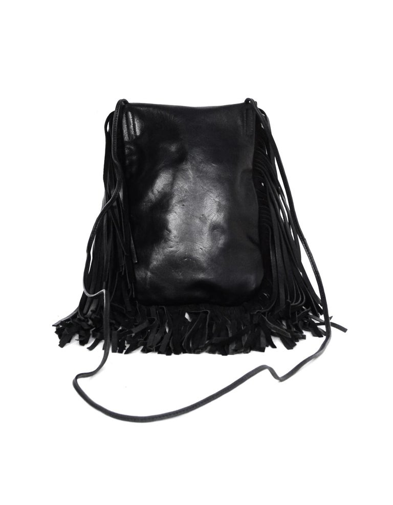 Saint Laurent Black Leather Anita Monogram Fringe Crossbody Bag For ...