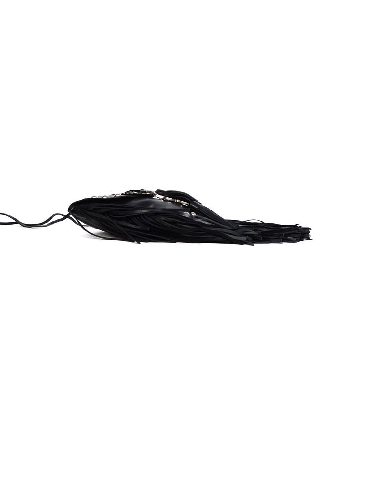 Saint Laurent Black Leather Anita Monogram Fringe Crossbody Bag For ...