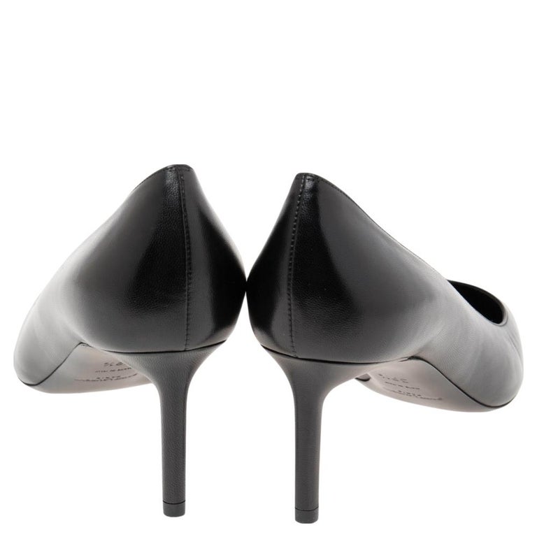 Saint Laurent Black Leather Anja Pointed Toe Pumps Size 39.5 For Sale ...