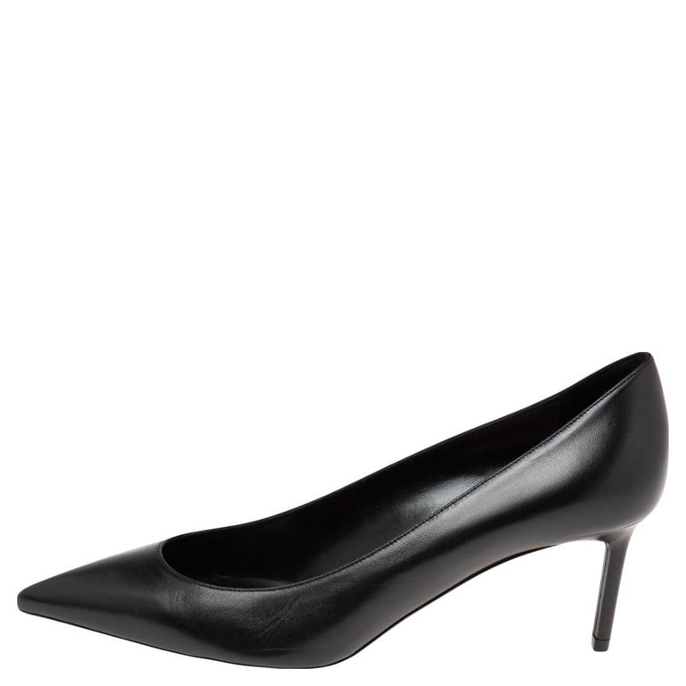 Saint Laurent Black Leather Anja Pointed Toe Pumps Size 39.5 For Sale ...