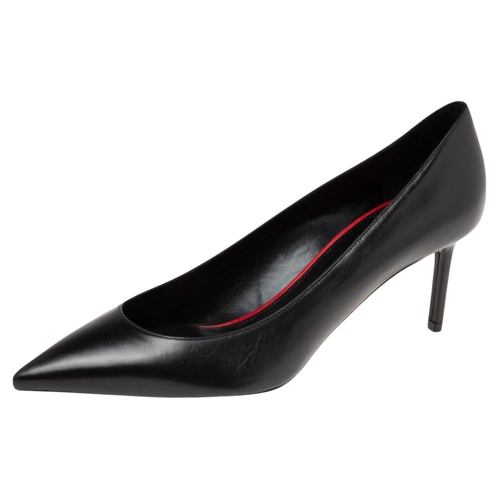 Saint Laurent Black Leather Anja Pointed Toe Pumps Size 39.5 For Sale ...