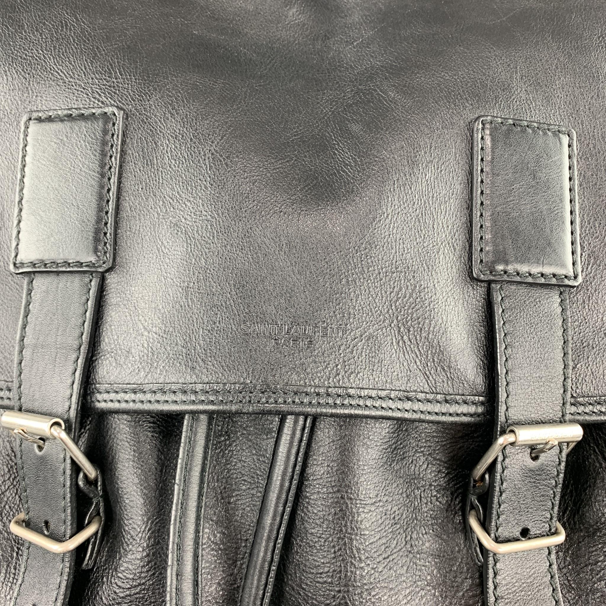 SAINT LAURENT Black Leather Drawstring ROCK SACK Backpack at 1stDibs