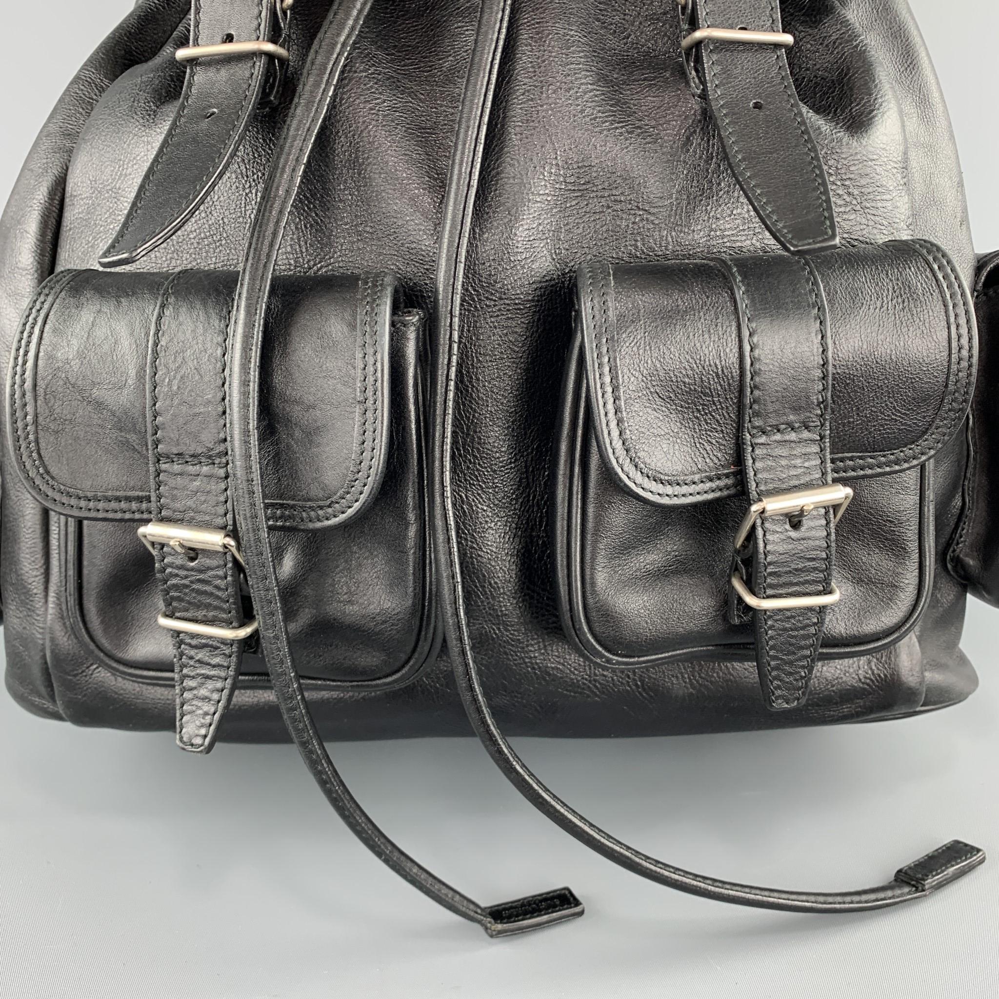 SAINT LAURENT Black Leather Drawstring ROCK SACK Backpack at 1stDibs