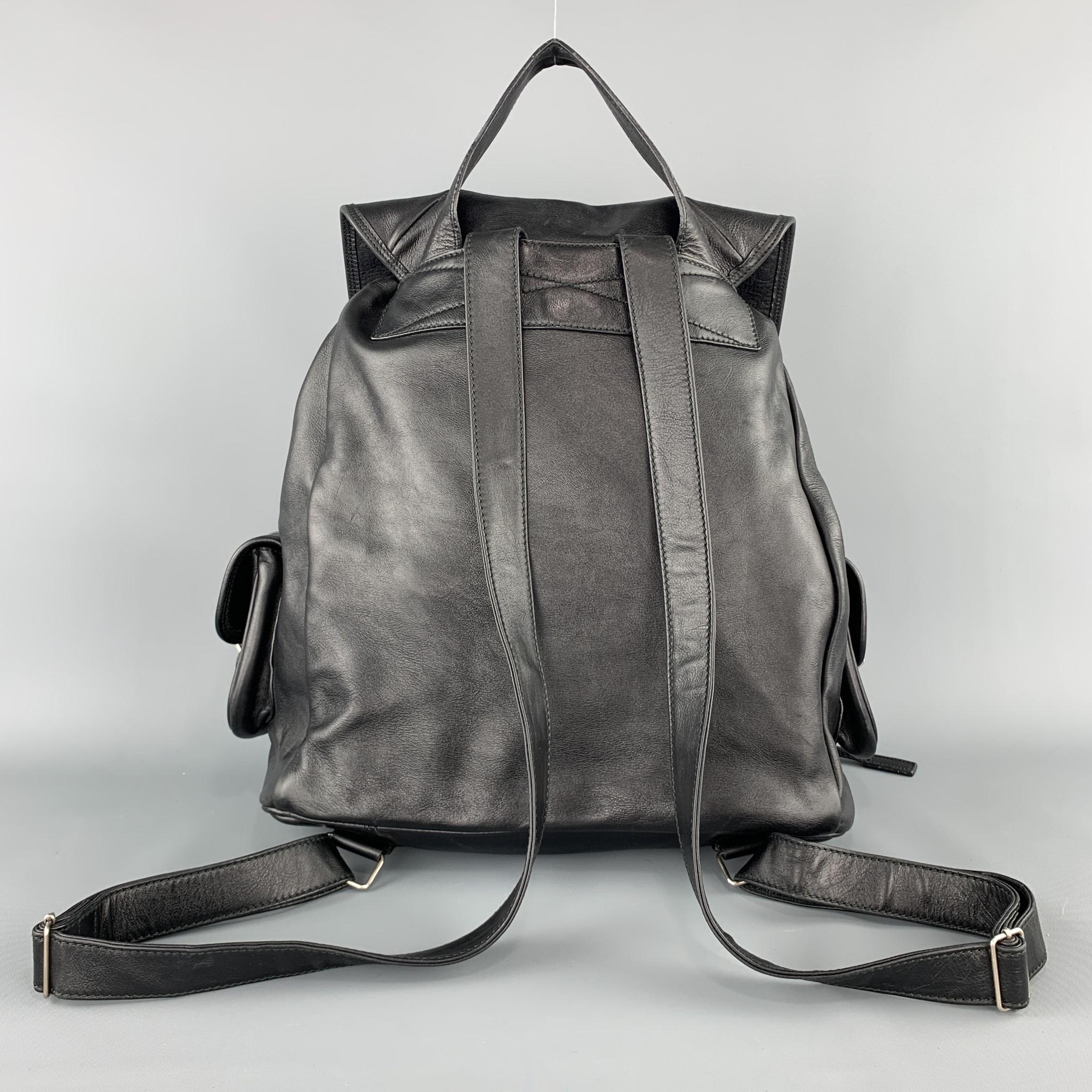 SAINT LAURENT Black Leather Drawstring ROCK SACK Backpack at 1stDibs
