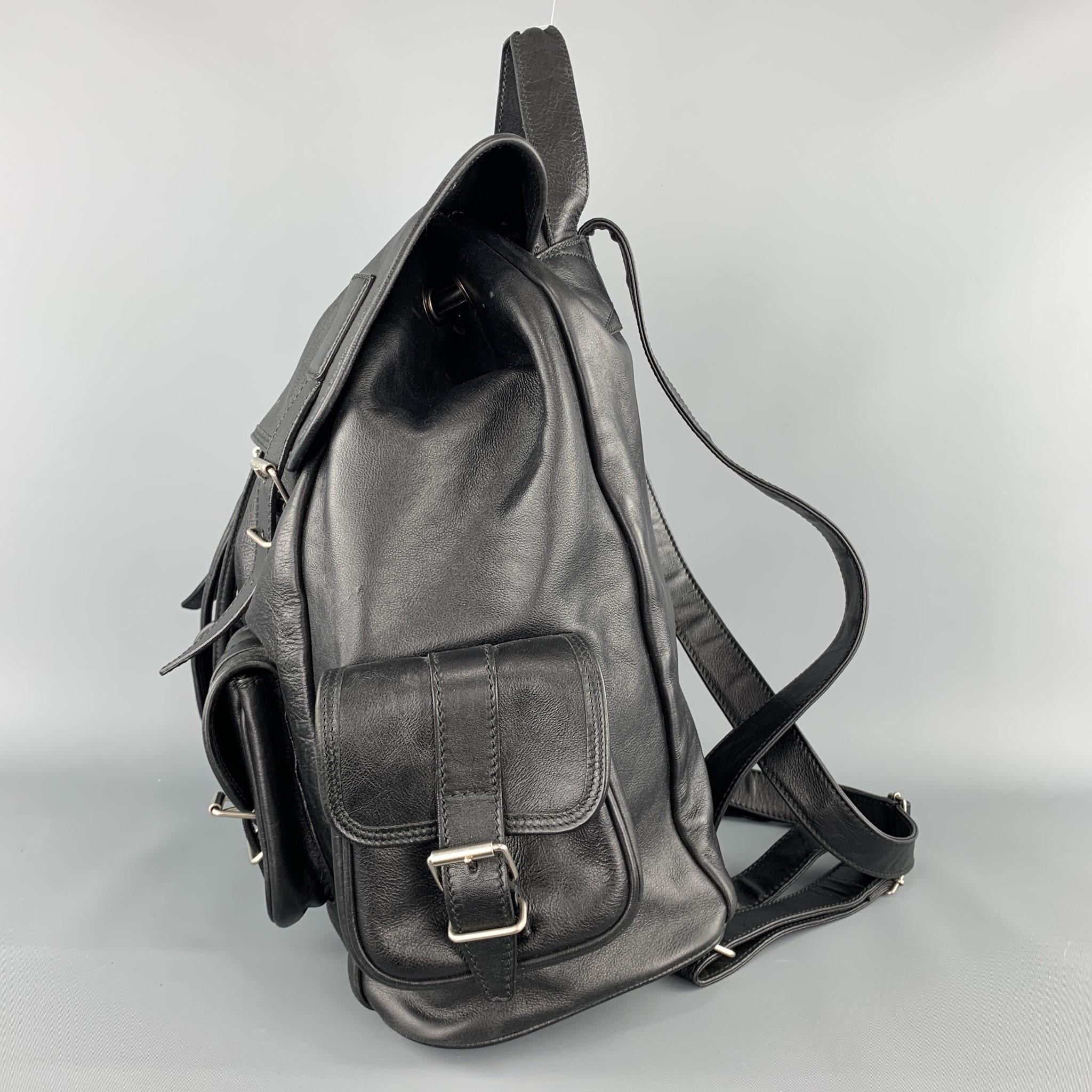 SAINT LAURENT Black Leather Drawstring ROCK SACK Backpack at 1stDibs