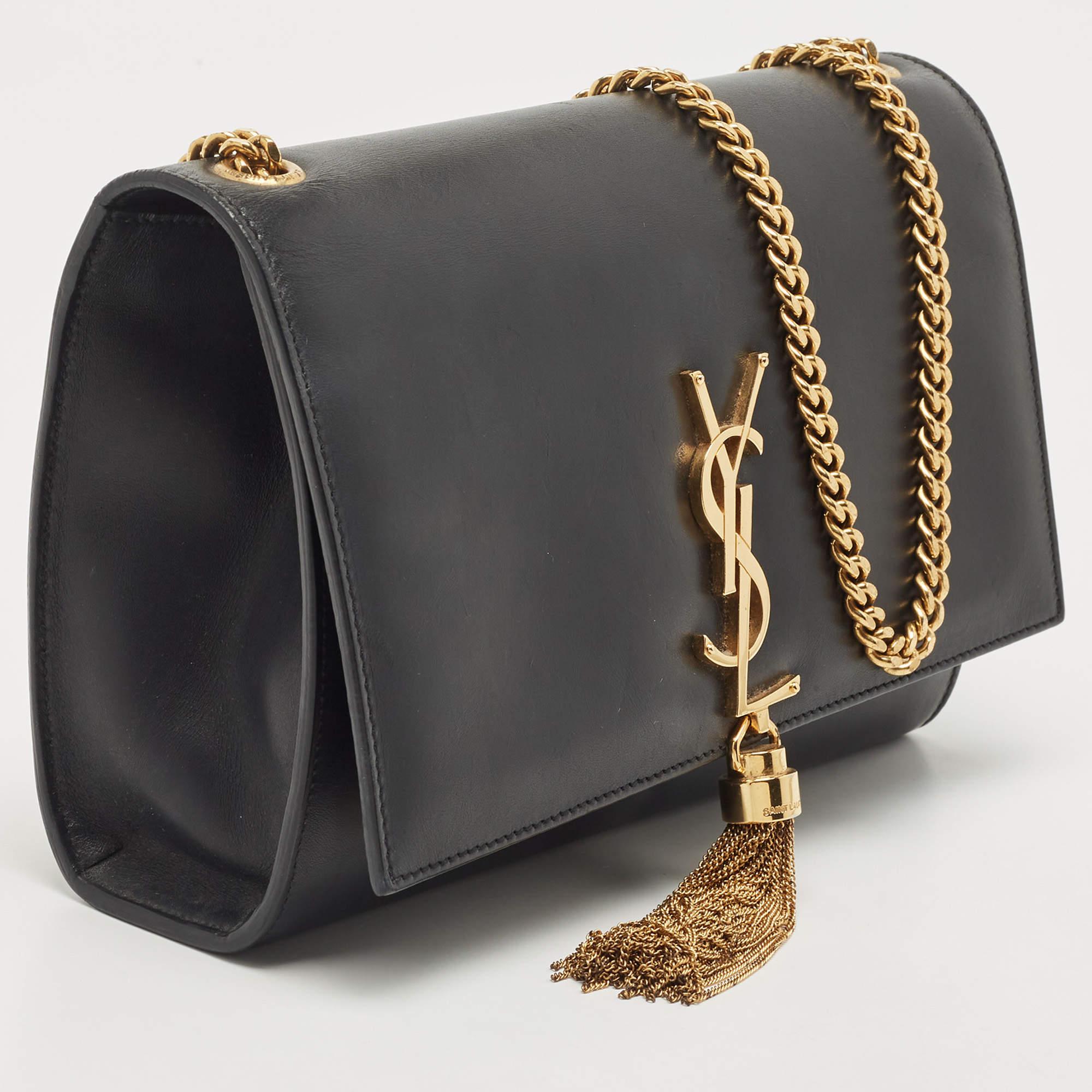Saint Laurent Black Leather Medium Kate Tassel Chain Bag For Sale at ...