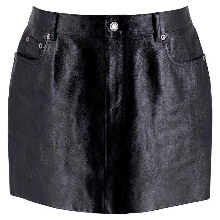 Saint Laurent Black Leather Mini Skirt - Size US 8 For Sale at 1stDibs