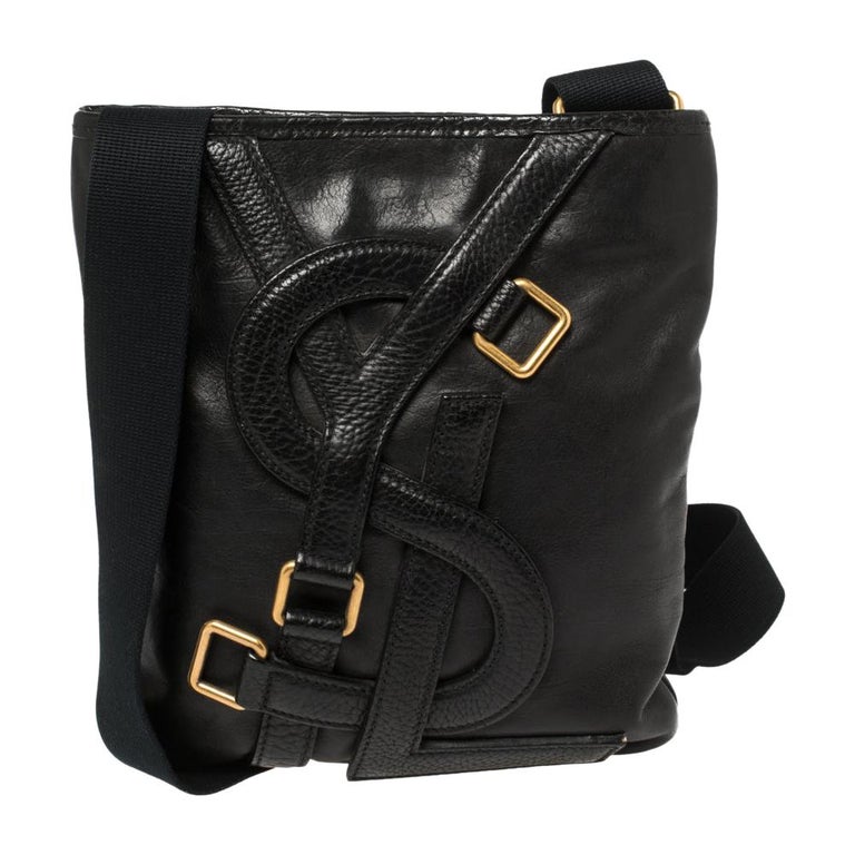 Saint Laurent Black Leather Small Vavin Messenger Bag at 1stDibs