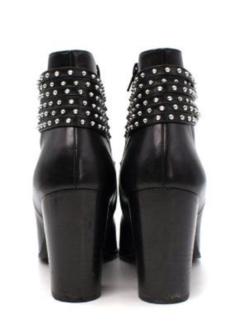 Saint Laurent Black Leather Studded Heeled Ankle Boots For Sale at 1stDibs
