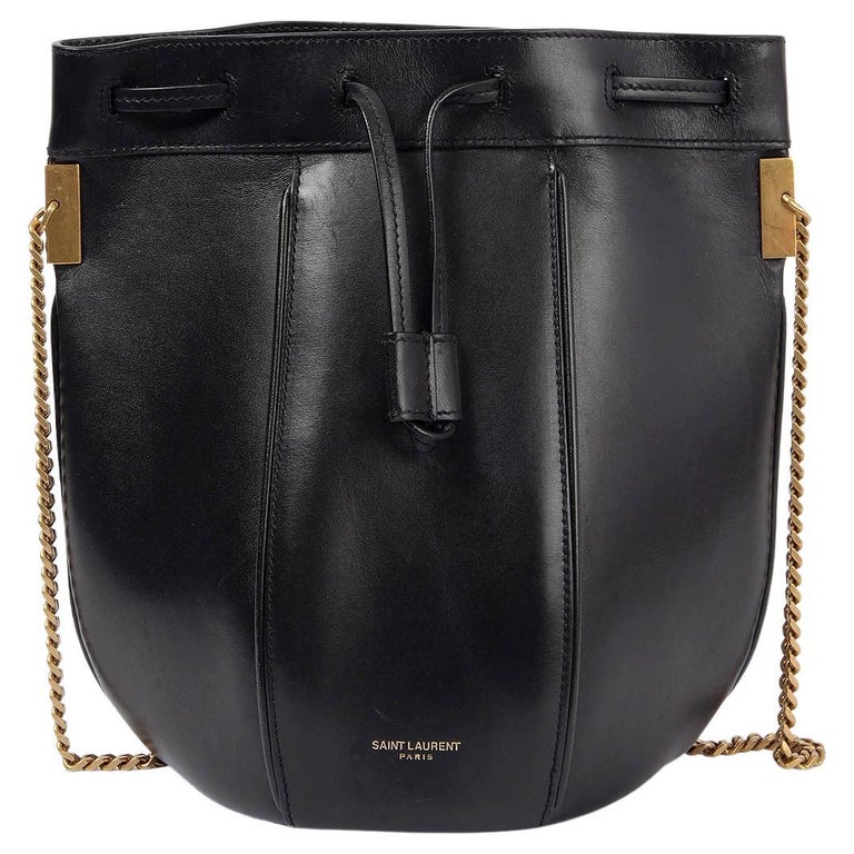 SAINT LAURENT black leather TALITHA Bucket Shoulder Bag For Sale at 1stDibs