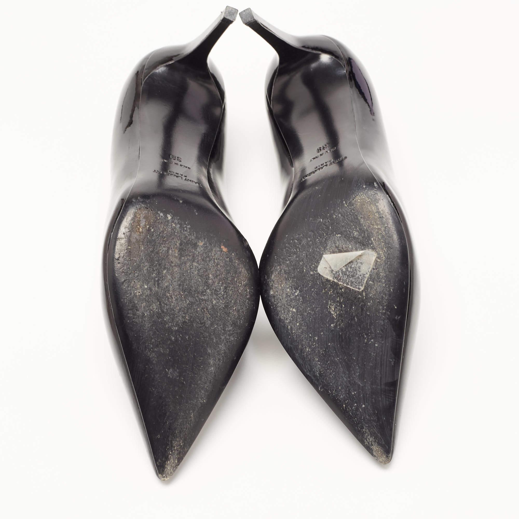 Saint Laurent Black Patent Leather Anja Pointed Toe Pumps Size 39 For ...