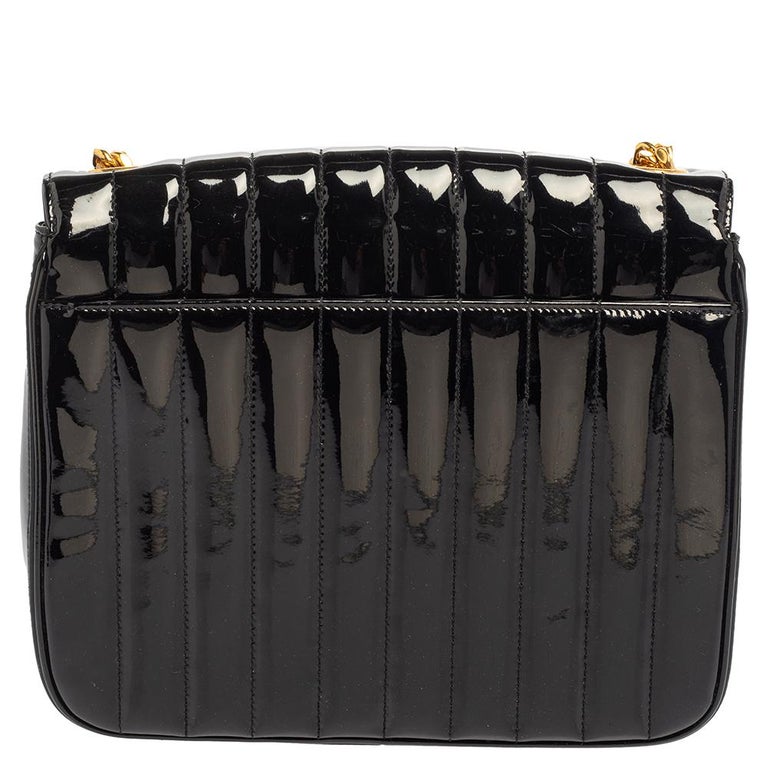 Saint Laurent Black Patent Leather Large Monogram Vicky Shoulder Bag at ...