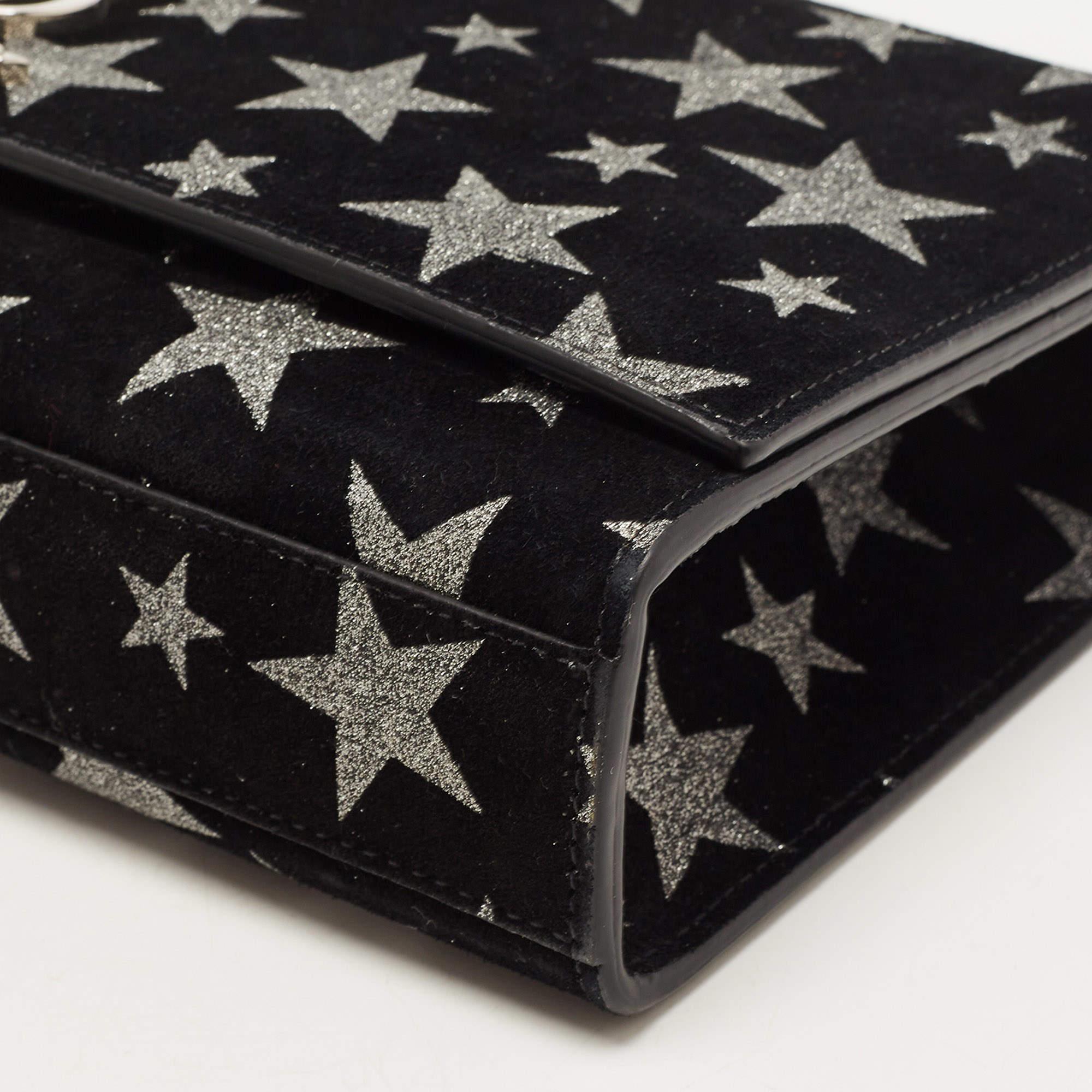 Saint Laurent Black/Silver Suede Medium Kate Star Shoulder Bag For Sale ...